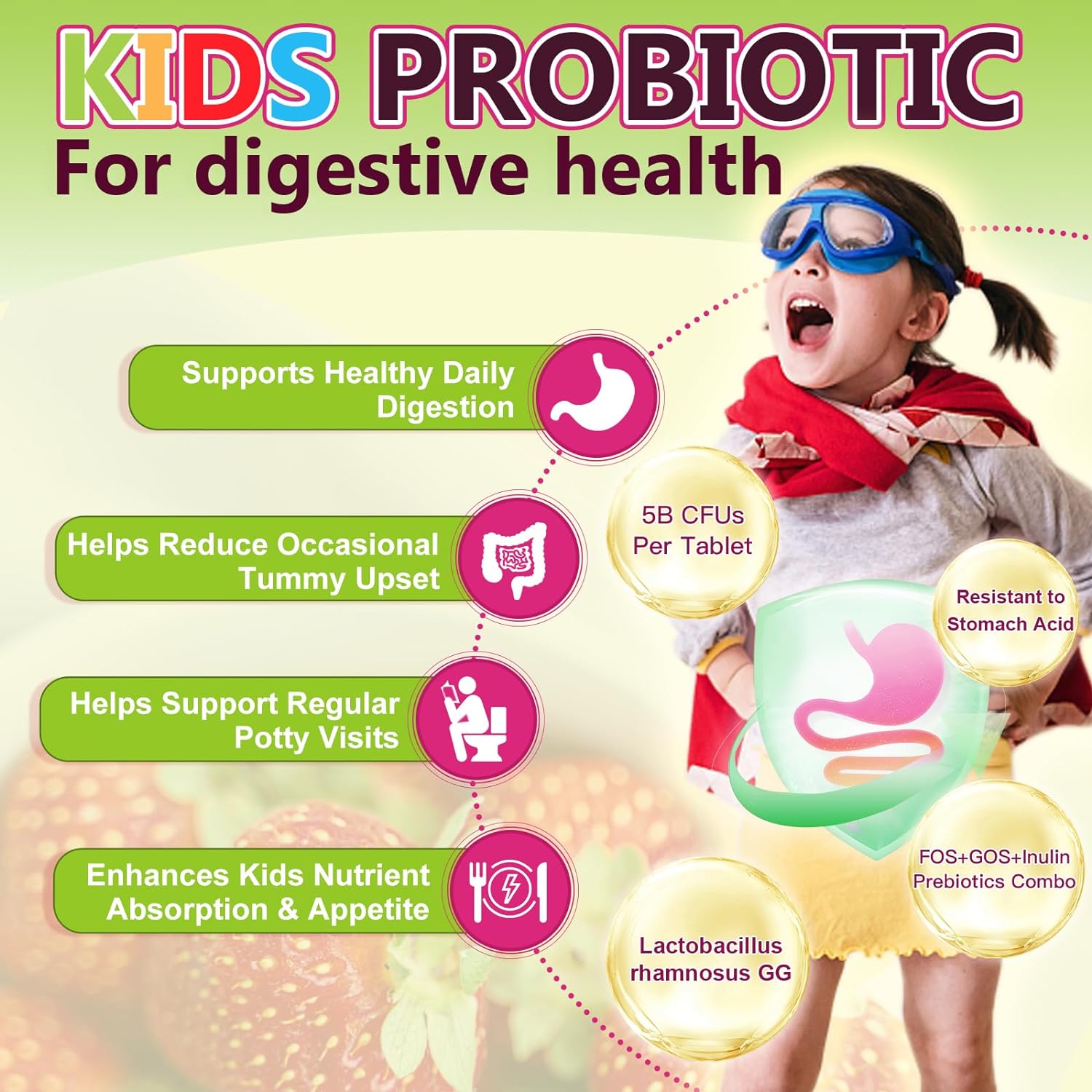 Probiotic & Prebiotics for Kids, Contains Vitamins and Zinc - Nature Target