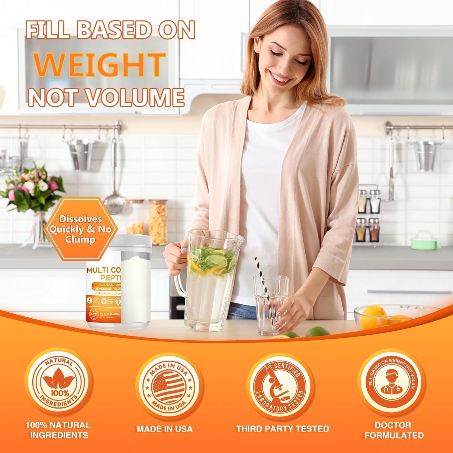 Multi Hydrolyzed Collagen Peptides Powder, Strengthening Bones and ...