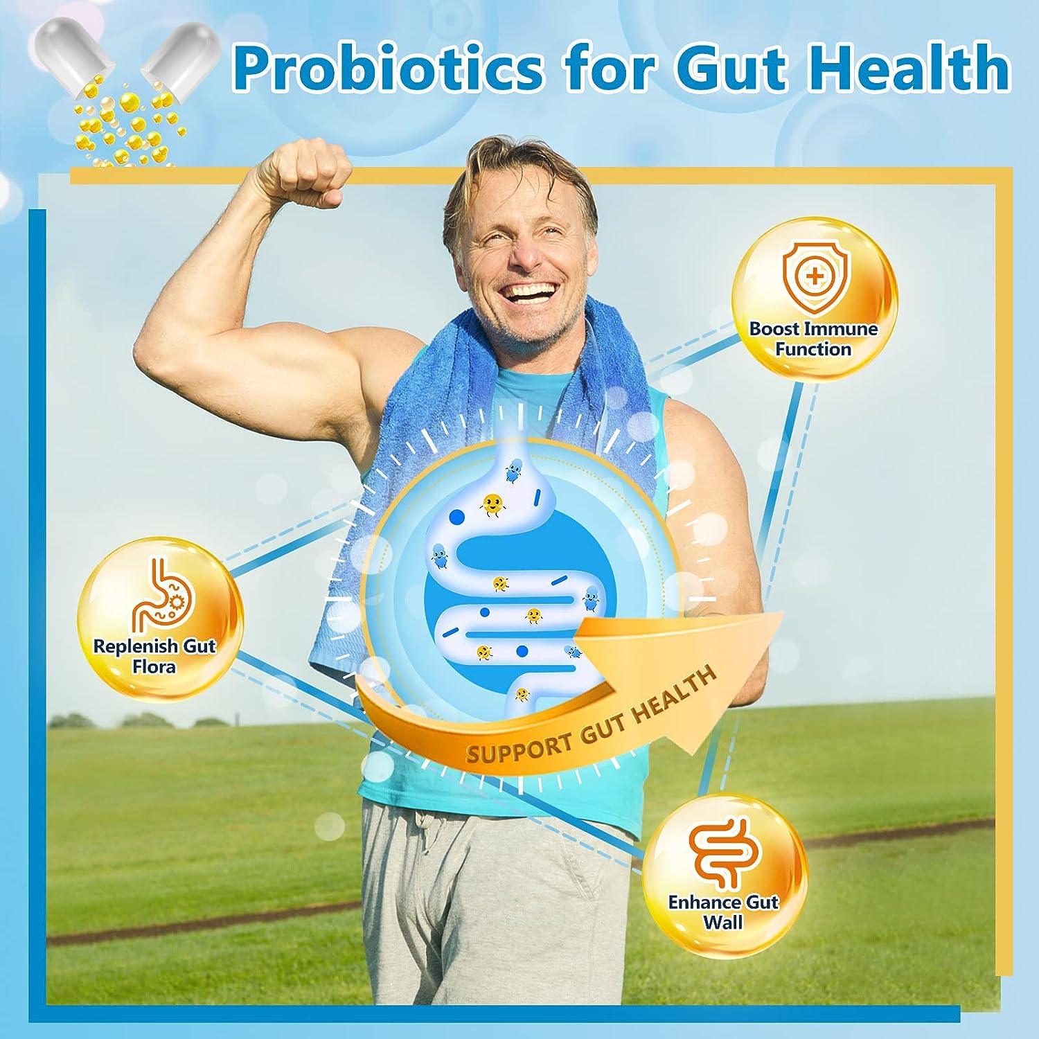 Probiotics + Prebiotics + Digestive Enzymes, 3 IN 1 for Men Digestive ...