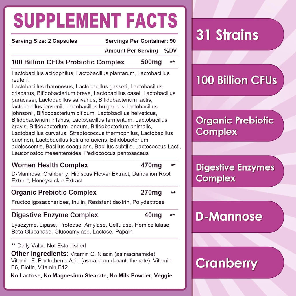 Probiotics for Women Digestive Health, with Digestive Enzymes ...