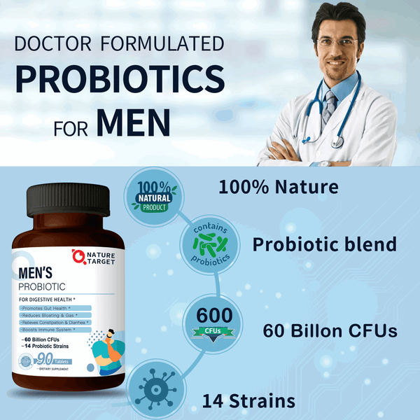 Probiotic Supplement for Men, with Gut and Mental Health - Nature Target