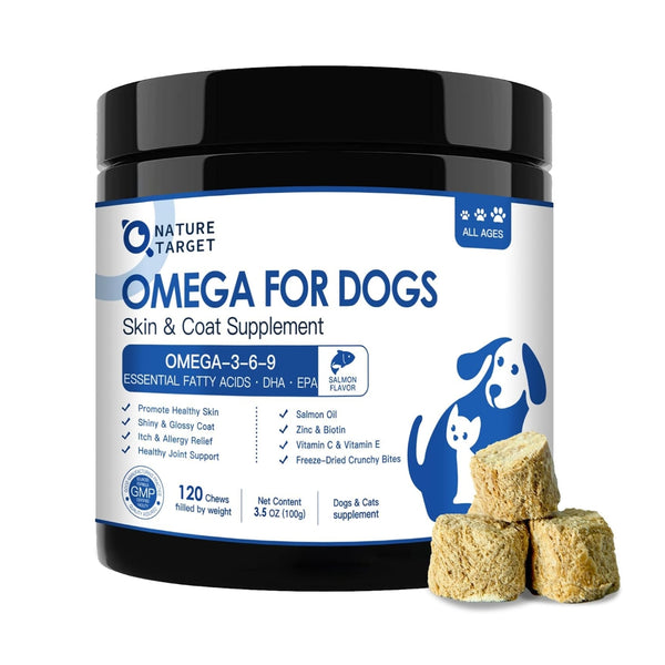Omega 3 Fish Oil for Dogs & Cats- Salmon Oil with EPA & DHA Fatty Acids ...