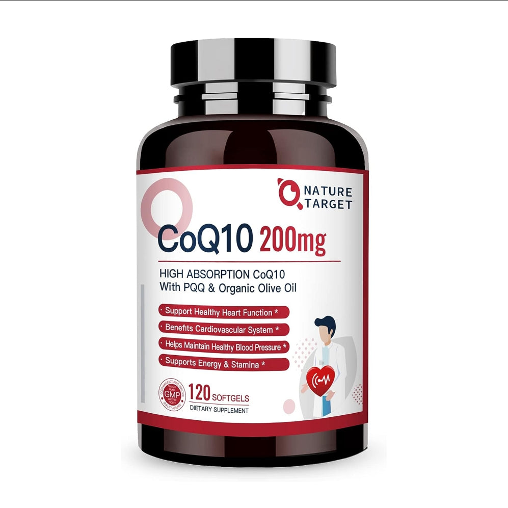 Natural CoQ10 200mg Softgels + PQQ with Organic Olive Oil Supports ...
